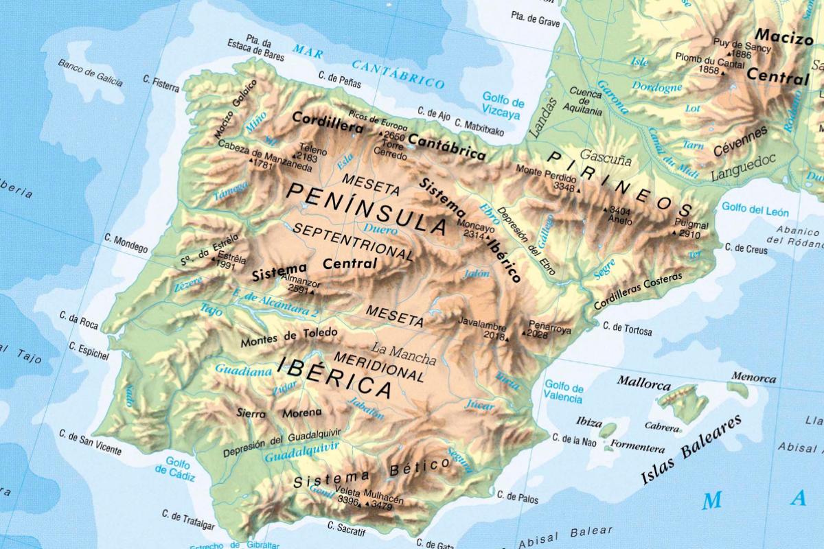 Relieve de España: mapa, unidades y ejemplos - Resumen