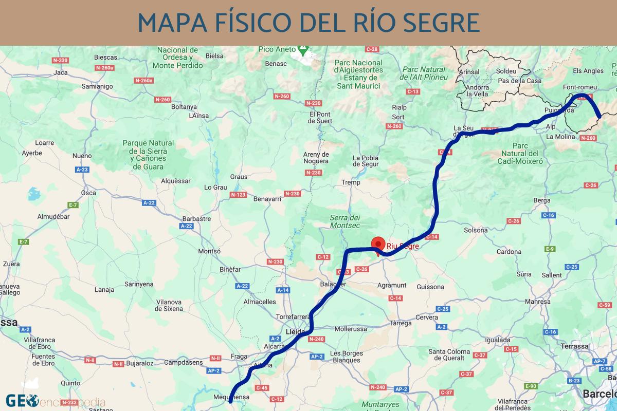 Río Segre - Mapa, nacimiento y desembocadura