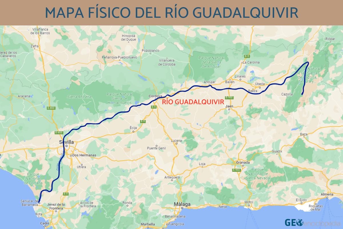 Río Guadalquivir - Mapa, nacimiento y desembocadura
